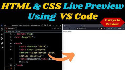 Html And Css Live Preview Using Vs Code 2 Ways To Preview Real Time