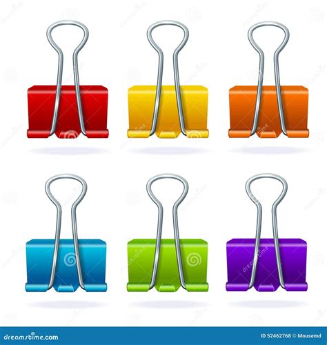 Vector Colorful Binder Clip Set Stock Vector Illustration Of Education Binder 52462768