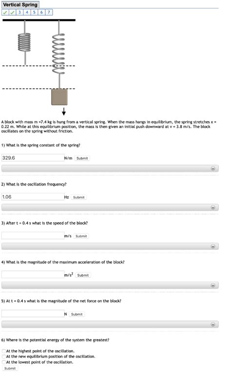 solved vertical spring a block with mass m 7 4 kg is hung
