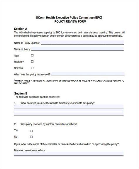 Policy Review Template