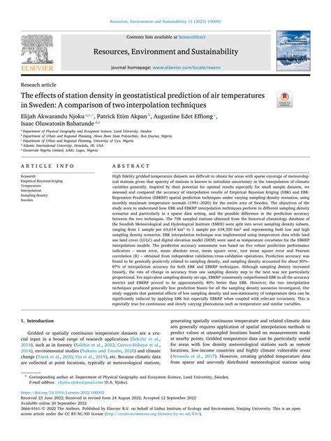 Pdf The Effects Of Station Density In Geostatistical Prediction Of Air Temperatures In Sweden