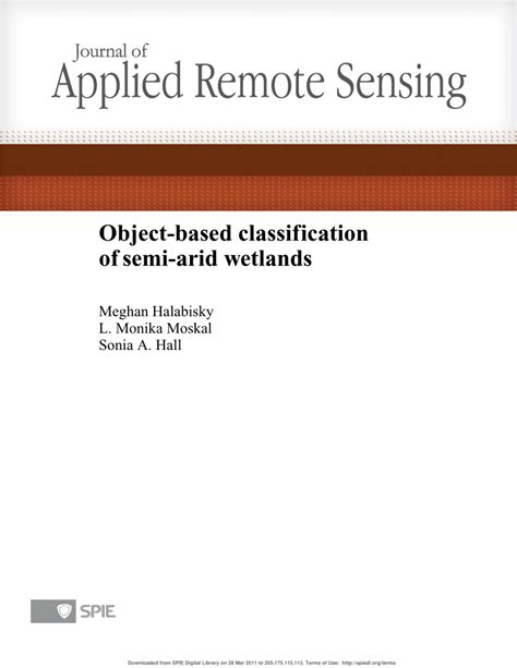 Pdf Object Based Classification Of Semi Arid Wetlands