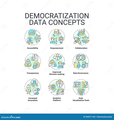 Editable Icons For Data Democratization Concepts Stock Vector Illustration Of Outline
