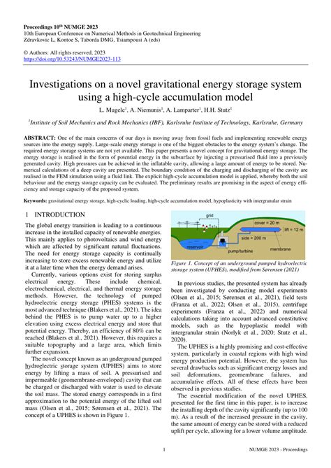 Pdf Investigations On A Novel Gravitational Energy Storage System Using A High Cycle