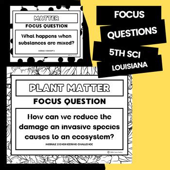 Focus Question Posters 5th Louisiana Science By Zara Collins Tpt