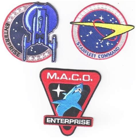 Star Trek Enterprise Tv Series Logos Embroidered Deluxe Patch Set Of 3
