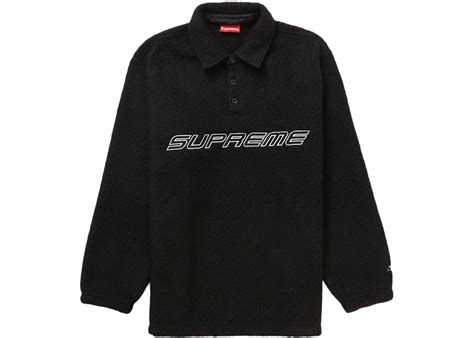 Supreme Polartec Ls Polo Black Mens Fw22 Gb