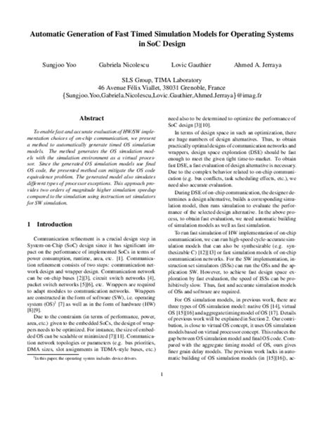 Pdf Automatic Generation Of Fast Timed Simulation Models For