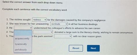 Select Correct Answer Drop Down Menu Complete Sentence Correct
