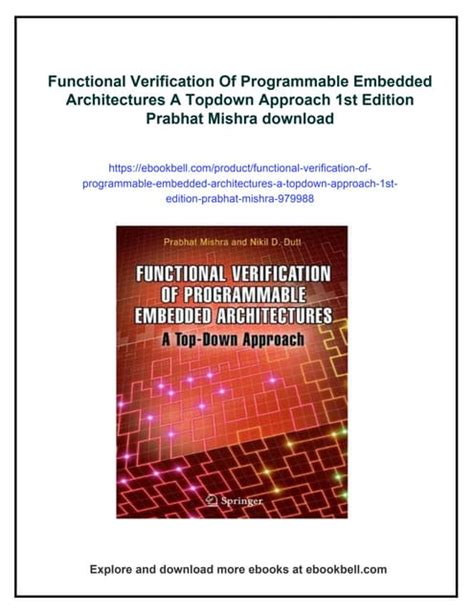 Functional Verification Of Programmable Embedded Architectures A