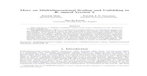Pdf More On Multidimensional Scaling In R Smacof Version 2 · Scaling