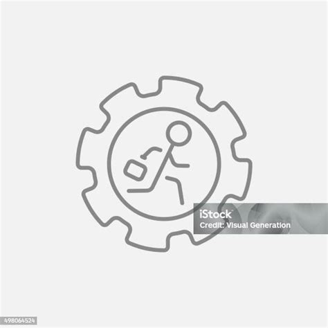 Man 실행 중인 내부 기어 꺾은선형 아이콘크기 2015년에 대한 스톡 벡터 아트 및 기타 이미지 2015년 기계 부분