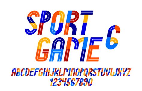 스포츠 게임 글꼴 벡터 복고풍 유행 기하학적 알파벳 문자 세트 기울임꼴 속도 서체 숫자 포함 90 년대 스타일의 로고 생성 블럭에 대한 스톡 벡터 아트 및 기타 이미지