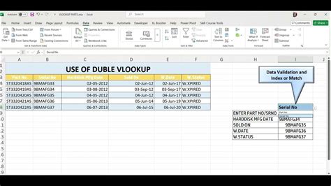 Vlookup Double Vlookup Iferror Index Match And Data Validation In Excel Youtube