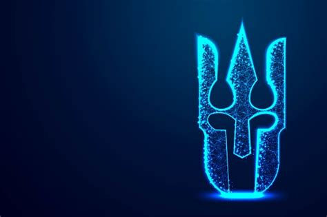 로마 또는 그리스 헬멧 스파르탄 헬멧 머리 보호 전사 군인 추상 낮은 폴리 삼각형 점 선 다각형 샤인 블루 배경 벡터 일러스트레이션 검은색에 대한 스톡 벡터 아트 및 기타