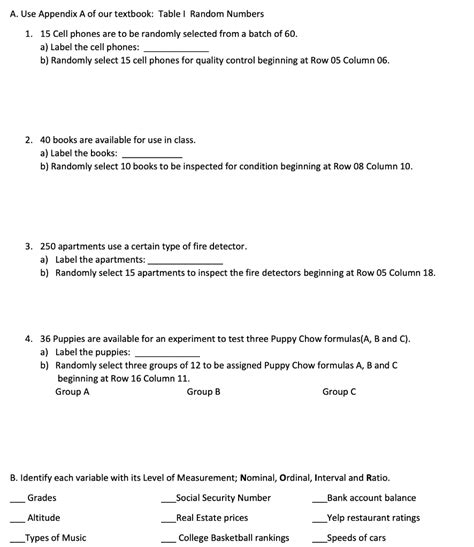 solved table i random numbers column numbera use appendix a