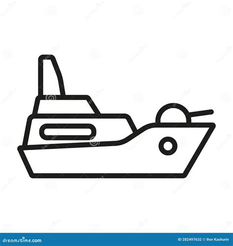 Frigate Warship Line Icon Military Ship Symbol Stock Vector Illustration Of Line Flat 282497632