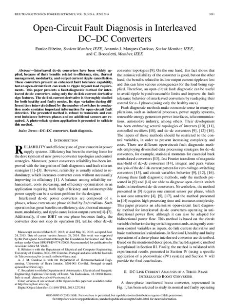 Pdf Open Circuit Fault Diagnosis In Interleaved Dcdc Converters