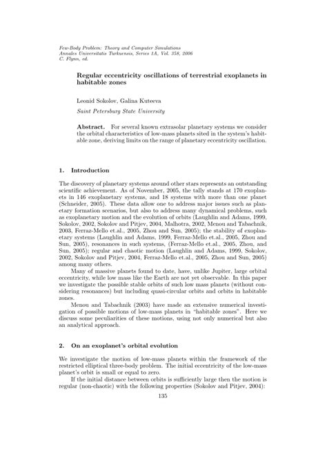 Pdf Regular Eccentricity Oscillations Of Terrestrial Exoplanets In Habitable Zones