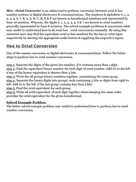 hexa octal converstions pdf mathematics mathematical notation