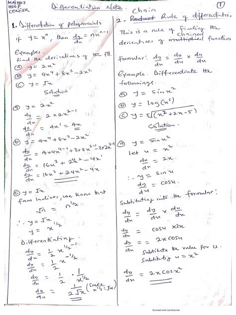 Math103 Differentiation Problems Pdf