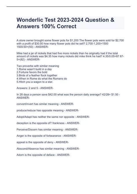 Wonderlic Test Question And Answers 100 Correct Wonderlic Stuvia Us