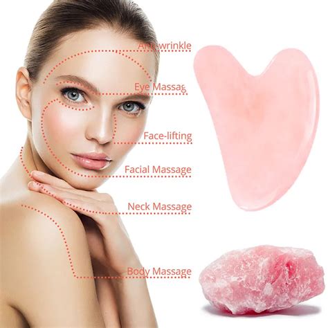 Jade Gua Sha 천연석 페이셜 마사지 도구 로즈 쿼츠 구 아슈 스크레이퍼 넥 백 및 스파 트리거 포인트 마사지 용 아이 케어마사지 도구 Aliexpress