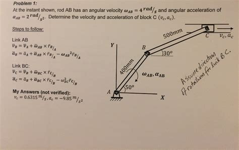 Solved At The Instant Shown Rod Ab Has An Angular Velocity