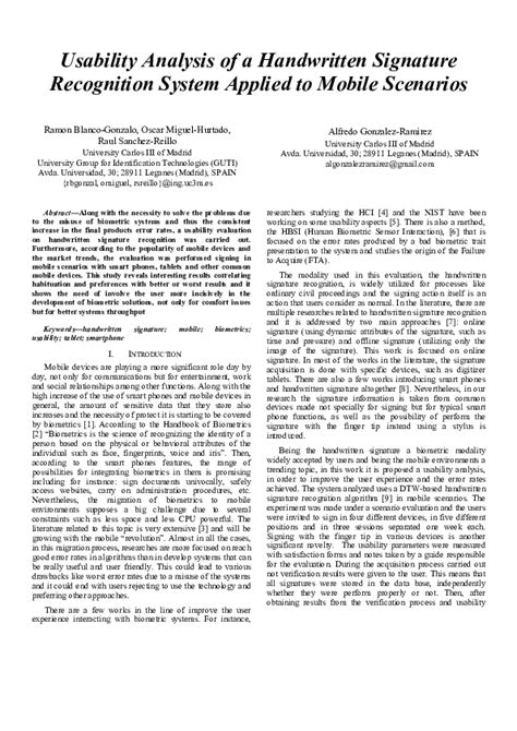 Pdf Usability Analysis Of A Handwritten Signature Recognition System