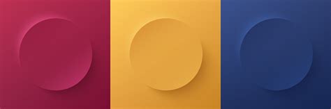 Set Of Dark Blue Red Pink And Yellow 3d Round Circle Board Frames Background Abstract Realistic