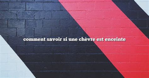 comment savoir si une chèvre est enceinte Diffusonslascience