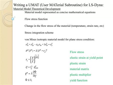 User Material Development In Ls Dyna Pptx