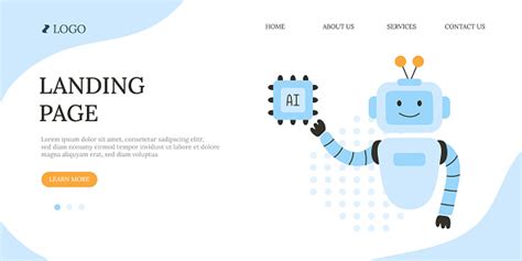 인공 지능 보조 벡터 그림 로봇 기술은 사람을 돕습니다 챗봇 개발 플랫폼 랜딩 페이지 템플릿 웹 배너 It 지원에 대한 스톡 벡터 아트 및 기타 이미지 Istock