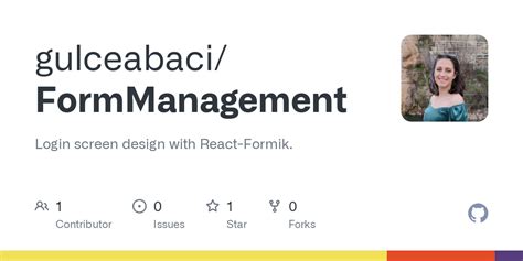 GitHub Gulceabaci FormManagement Login Screen Design With React Formik