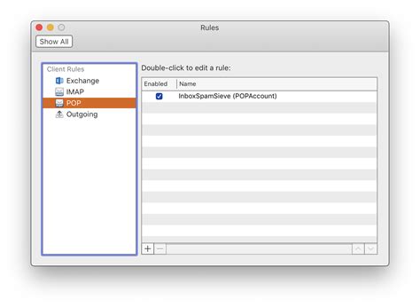 SpamSieve Manual Outlook POP Account Rules