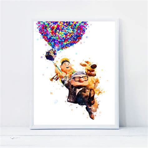 Up Print Carl Russell Dug Up Balloon House Watercolor Printable Up