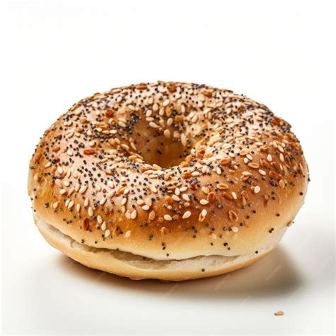 Premium Photo Sesame Seed Bagel On A White Background