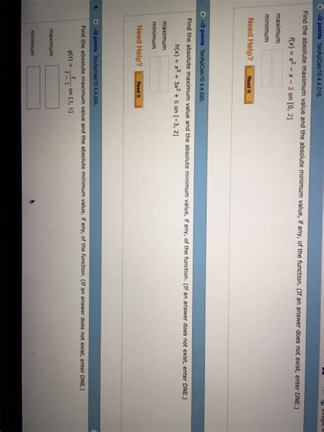 Solved 10 4 4 016 Find The Absolute Maximum Value And The Chegg Com