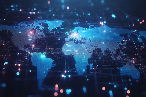 Digital World Map With Network Connections Ai Generator Stock