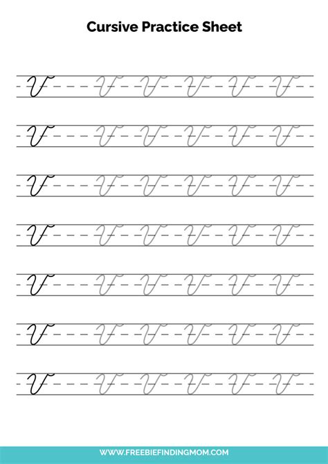 Free Printable Cursive Alphabet Practice Sheets Capital V