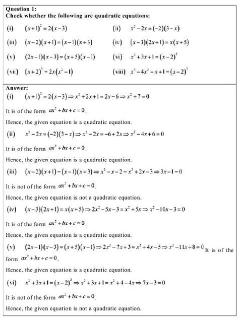 Ncert Solutions Class 10 Maths Chapter 4 Quadratic Equations Pdf Available