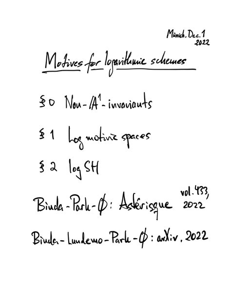 Pdf Motives Of Logarithmic Schemes Lmu Seminar