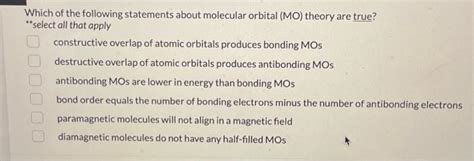Solved Which Of The Following Statements About Molecular
