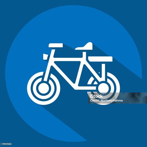 아이콘 자전거 기호와 관련된 자전거입니다 긴 그림자 스타일 심플한 디자인 편집 가능 간단한 일러스트레이션 개념에 대한 스톡 벡터