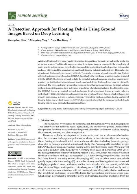 Pdf A Detection Approach For Floating Debris Using Ground Images Based On Deep Learning