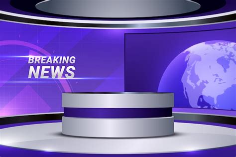 현실적인 뉴스 스튜디오 배경 무료 벡터