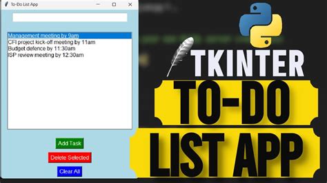 Build A To Do List App With Tkinter In Python Youtube