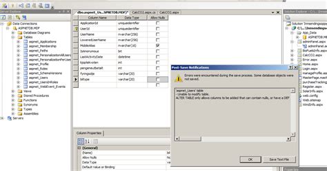 Sql Server Why I Cant Add New Columns To My Users Table Stack Overflow