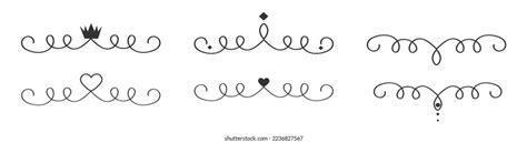 Set Calligraphic Line Design Elements Vector Stock Vector Royalty Free
