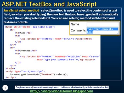 Sql Server Net And C Video Tutorial Aspnet Textbox And Javascript
